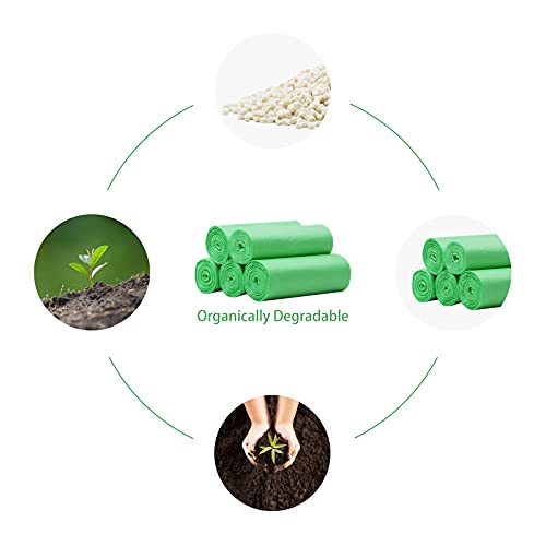 Biodegradable Trash Bags, Small Compostable Garbage Can Liners, Compatible with 8-10L Kitchen Cabinet Door Hanging Waste Bin 2.6 Gallon Green (80 PCS)