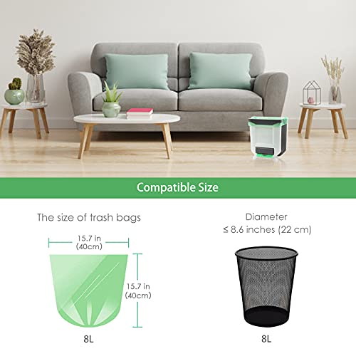 Biodegradable Trash Bags, Small Compostable Garbage Can Liners, Compatible with 8-10L Kitchen Cabinet Door Hanging Waste Bin 2.6 Gallon Green (80 PCS)