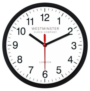 always home westminster clock company 8 inch quartz wall clock (standard clock) ticking/battery operated for school office classroom