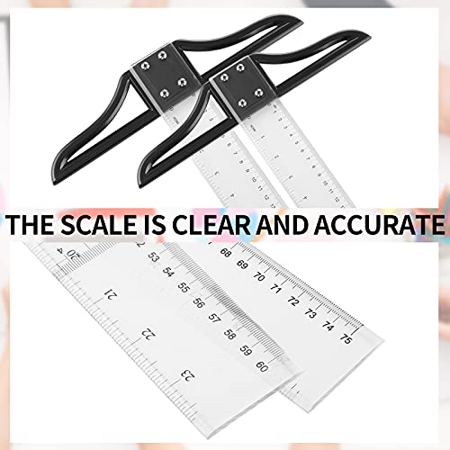 2 Pieces T Square Acrylic Ruler 23.6 Inches and 29.5 Inches Transparent Graduated T-Ruler Inch Metric T-Square Measuring Scale Ruler for Art Framing and Drafting