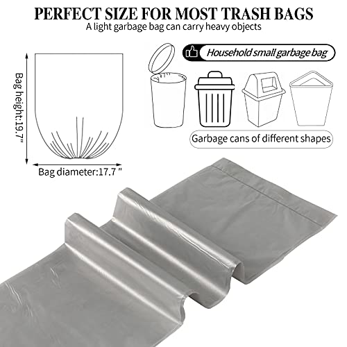 5 Rolls Small Trash Bags - 100 Counts Durable 4 Gallon Small Garbage Bags for home office kitchen Bathroom Bedroom Trash Can liners（Silver）