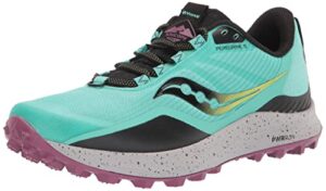 saucony women's peregrine 12 running shoe, cool mint/acid, 8