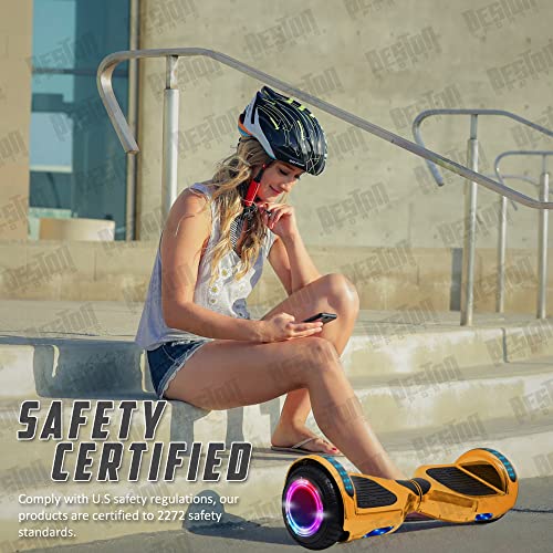 Newest Generation Electric Hoverboard Dual Motors Two Wheels Hoover Board Smart Self Balancing Scooter with Built-in Bluetooth Speaker LED Lights for Adults Kids Gift (Chrome Gold)