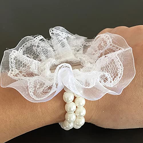 Wrist Corsage Bands,6 Pcs DIY Pearl Wrist Bands Elastic Wristlets Corsage Accessories Wedding Wrist Corsages Bracelets For Wedding Party Prom Bride