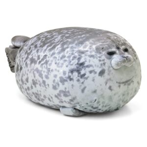 pineapple chubby blob seal plush pillow, cute stuffed animal seal plushie toy, cotton plushy ocean gray large (23.6 inch)