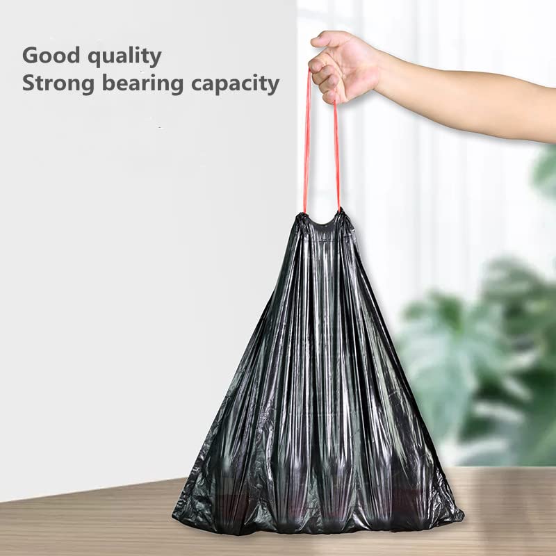 Trash Bags Drawstring Garbage Bags-Coocn Thicker Heavy Bathroom Trash can Liners for Bedroom Home Kitchen 50 Counts ,4-6 Gallon (Black)