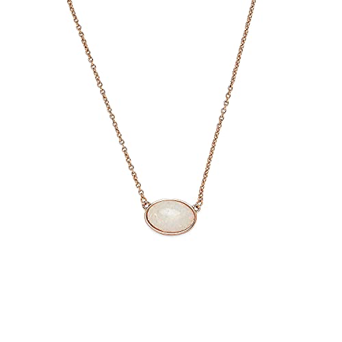 Pura Vida 16" Rose Gold Opal Necklace - Adjustable Length, Brass Base - Brand Charm, 3" Extender