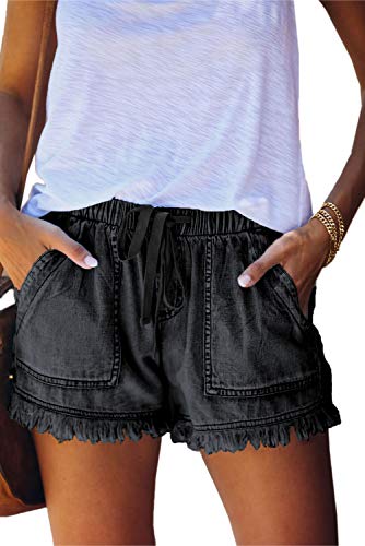 GOLDPKF Workout Shorts for Women Sexy Comfortable Shorts for Women Womens Drawstring Long Shorts with Pockets Black X-Large