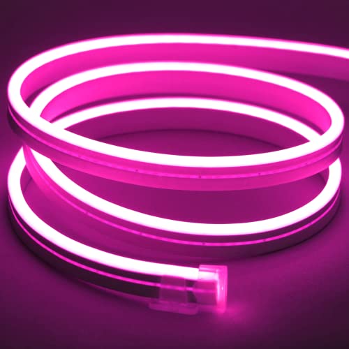 Meijiajia LED Neon Strip Lights, Pink 12V/16.4ft, Flexible Diffuser, Cuttable & Bendable Waterproof Silicon, for Sign Custom, Decor & Mood Lighting. [Power Adapter not Included]