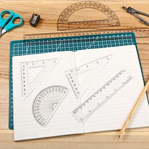 Plastic Clear Ruler Math Set Includes Protractor, Triangle Rulers,12 Inch 6 Inch Straight Ruler Geometry Math Ruler Transparent Ruler Measuring Tool for School Office Home Supplies (1 Sets)