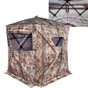 Muddy Outdoors Hunting Easy Set-Up Portable Concealable Black-Backed Water Resistant Epic Camo Prevue Ground Blind, 2-Person