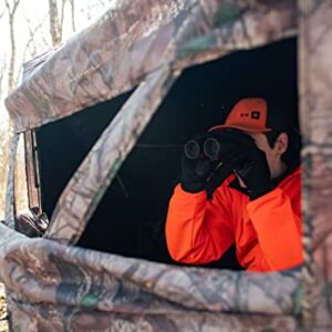 Muddy Outdoors Hunting Easy Set-Up Portable Concealable Black-Backed Water Resistant Epic Camo Prevue Ground Blind, 2-Person