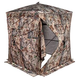 Muddy Outdoors Hunting Easy Set-Up Portable Concealable Black-Backed Water Resistant Epic Camo Prevue Ground Blind, 2-Person