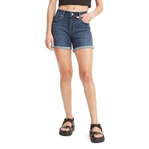 levi's women's mid length shorts, lapis smile-medium indigo, 29