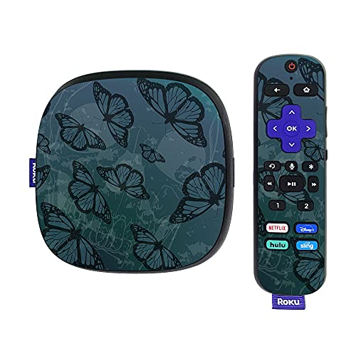 MightySkins Skin Compatible with Roku Ultra HDR 4K Streaming Media Player (2020) - Dark Butterfly | Protective, Durable, and Unique Vinyl Decal wrap Cover | Easy to Apply | Made in The USA