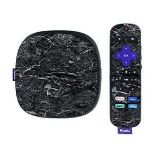 mightyskins skin compatible with roku ultra hdr 4k streaming media player (2020) - onyx marble | protective, durable, and unique vinyl decal wrap cover | easy to apply | made in the usa