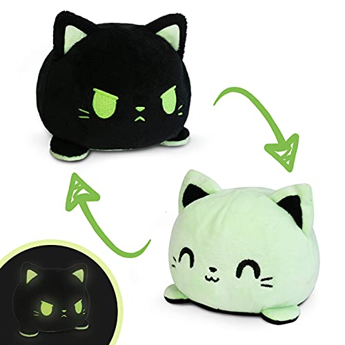 TeeTurtle - The Original Reversible Cat Plushie - Glow in the Dark - Cute Sensory Fidget Stuffed Animals That Show Your Mood