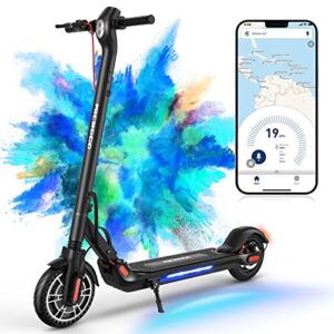 microgo new m5 pro electric kick scooter for adults, honeycomb off-road tires, large led panel, app control, 350w motor, 19mph 18.5miles, long-range battery, for commuter/travel, foldable scooter