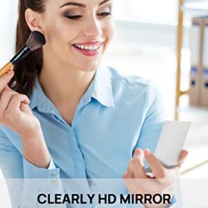 MIRRORNOVA Portable Folding Mirror, Ultra-Slim Durable Makeup Tabletop Mirror for Travel with Aluminum Shell, Mini Size, 3.3''