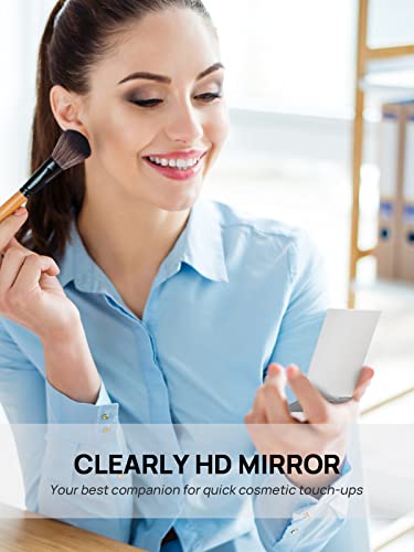 MIRRORNOVA Portable Folding Mirror, Ultra-Slim Durable Makeup Tabletop Mirror for Travel with Aluminum Shell, Mini Size, 3.3''