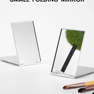 MIRRORNOVA Portable Folding Mirror, Ultra-Slim Durable Makeup Tabletop Mirror for Travel with Aluminum Shell, Mini Size, 3.3''