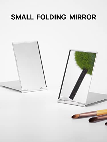 MIRRORNOVA Portable Folding Mirror, Ultra-Slim Durable Makeup Tabletop Mirror for Travel with Aluminum Shell, Mini Size, 3.3''