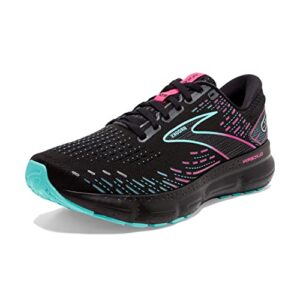 brooks women's glycerin 20 neutral running shoe - black/blue light/pink - 8.5 medium