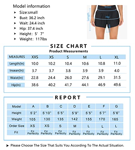 THE GYM PEOPLE Womens High Waisted Running Shorts Quick Dry Athletic Workout Shorts with Mesh Liner Zipper Pockets (Black, Large)