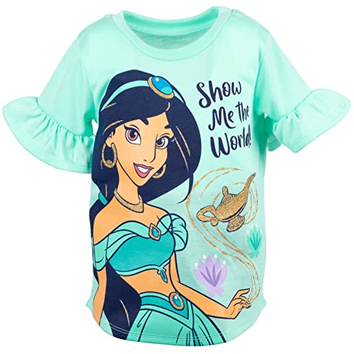 Disney Princess Jasmine Little Girls Graphic T-Shirt Jogger Legging Green/Blue 7-8