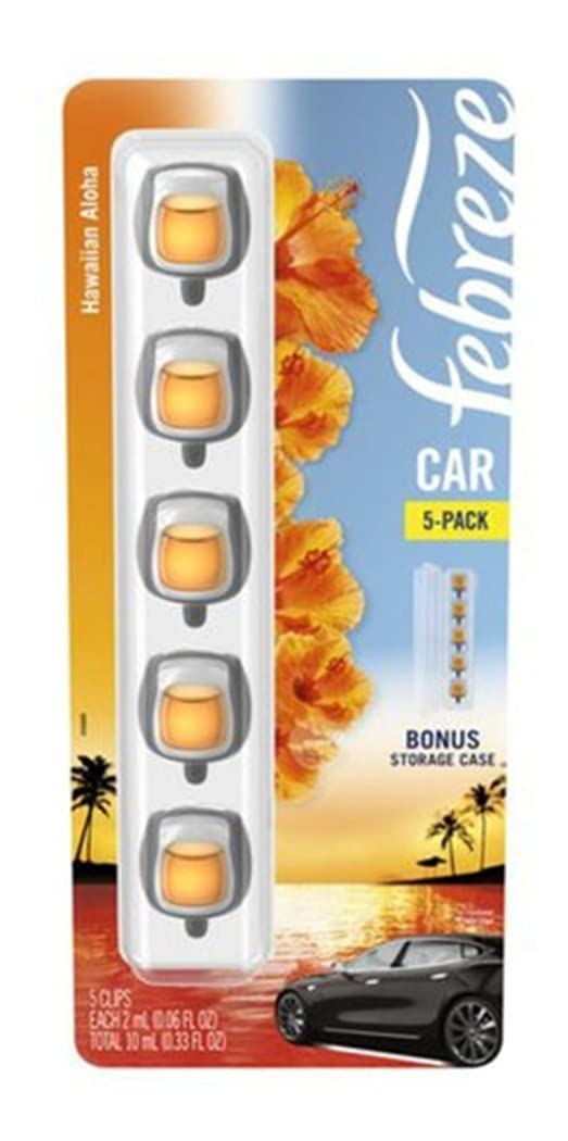 Febreze Car Hawaiian Aloha 5 pack with Bonus Storage Case