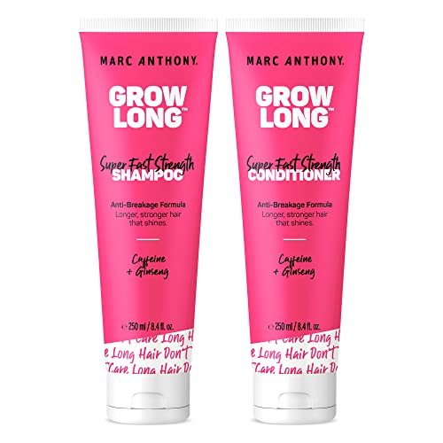 Marc Anthony Shampoo and Conditioner Gift Set, Grow Long Biotin - Anti-Frizz Deep Conditioner For Split Ends & Breakage - Vitamin E, Caffeine & Ginseng for Curly, Dry & Damaged Hair