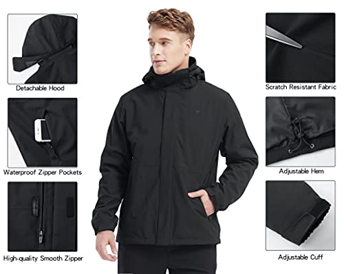 CAMELSPORTS Men’s Waterproof Ski Jacket Warm Winter Mountain Snow Coat 3 in 1 Windproof Hooded Raincoat