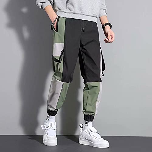 XYXIONGMAO Men's Functional Japanese Hip Hop Pants Tactical Techwear Harem Streetwear Sweatpants Cyberpunk Tactical Joggers Cargo Pants for Men(Blue,M)