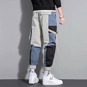 XYXIONGMAO Men's Functional Japanese Hip Hop Pants Tactical Techwear Harem Streetwear Sweatpants Cyberpunk Tactical Joggers Cargo Pants for Men(Blue,M)