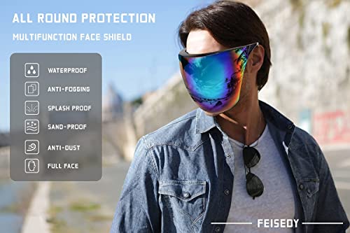 FEISEDY Full Cover Face Visor Protective Glasses Mirror Shield Sunglasses Anti Fog B2781