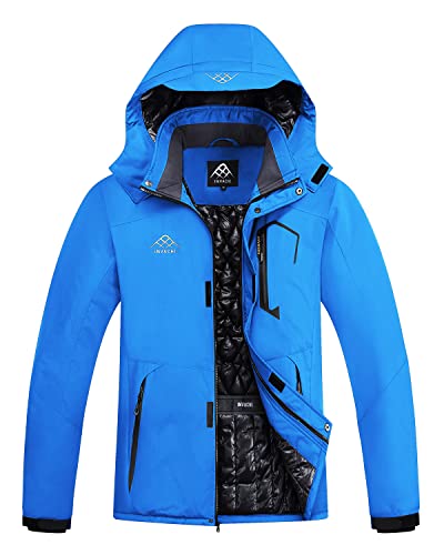 INVACHI Men's Mountain Waterproof Ski Coat Windproof Rain Jacket Winter Warm Hooded Coat