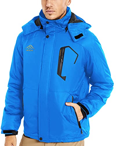 INVACHI Men's Mountain Waterproof Ski Coat Windproof Rain Jacket Winter Warm Hooded Coat