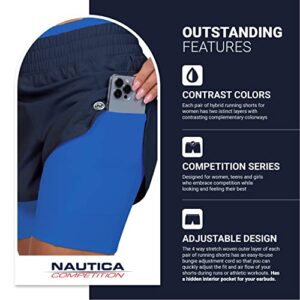 Women's Running Shorts Elastic High Waisted Dry-Fit Moisture Wicking Performance Workout Athletic Biker Compression Pocket (as1, Alpha, s, Regular, Regular, Navy - Nautical Blue)