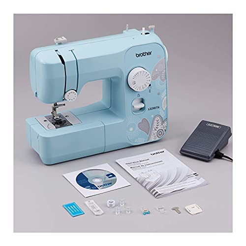 Brother RLX3817A 17-Stitch Sewing Machine (Blue) with 36-Piece Bobbins and Sewing Threads Set Bundle (Renewed) (2 Items)