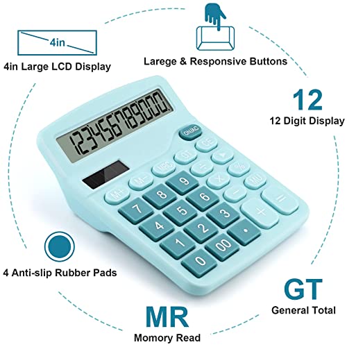 Ellieea Desk Calculator Large Display Blue