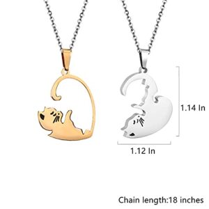 GOVENUS Couple Heart Or Cat BFF Best Friend for Girls Puzzle Friendship Pendant Necklaces,316L Stainless Steel Gold&Silver