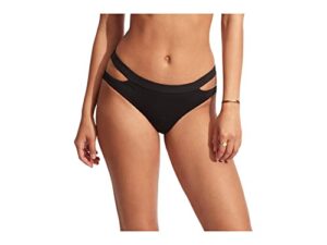 seafolly women's standard split band hipster full coverage bikini bottom swimsuit, eco collective black, 8