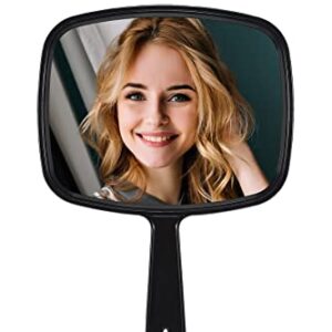 MIRRORNOVA Hand Mirror, Barber Hairdressing Handheld Mirror with Handle for Salon, Square, Black, Medium