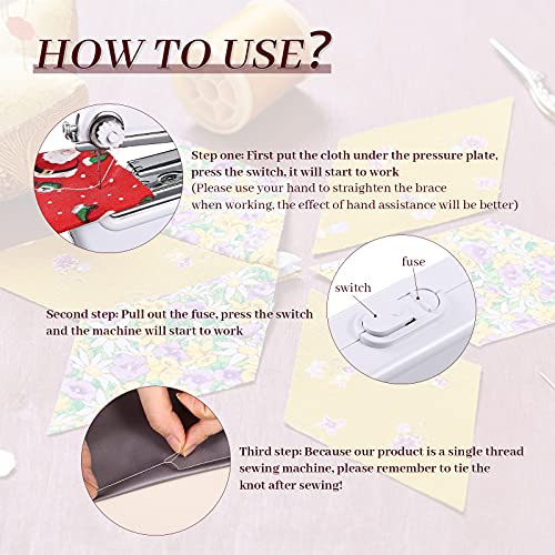 61 Pieces Hand , Mini Handheld Sewing Machine Electric Handy Single Handheld Sewing Machine with Sewing Threads Tools for DIY Clothes Fabrics Home Travel (White)