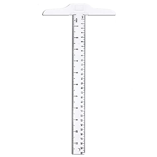 1 Piece T-Square Ruler T Square Ruler Plastic T-Ruler Double Side Measuring T-Ruler for Art Framing and Drafting(12 Inch/ 30 cm, Transparent)