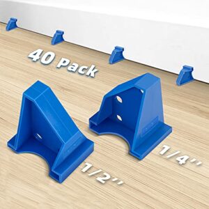 upgraded 40 pack flooring spacers laminate flooring installation kit with 1/4” & 1/2” gap, wood floor install tool for laminate, vinyl plank, hardwood, lvt, bamboo and floating floor installation