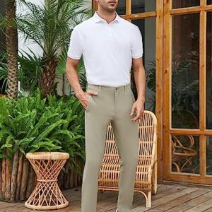 SPECIALMAGIC Golf Pants Men Stretch Slim fit Hiking Pants Lightweight Dress Casual Tapered Zipper Pockets 34