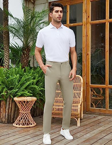 SPECIALMAGIC Golf Pants Men Stretch Slim fit Hiking Pants Lightweight Dress Casual Tapered Zipper Pockets 34