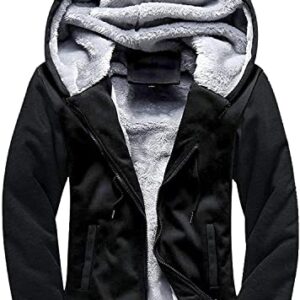 SECOOD Hoodies for Men Zip Up Sweashirts Thick Coats Fleece Sherpa Lined Winter Heavyweight Hooded Jacket