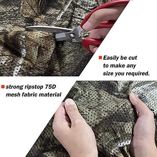 GRVCN Camo Burlap Cradle Mesh Fabric - 75D Camouflage Netting Cover for Hunting Ground Blinds, Camping Military Tree Stands